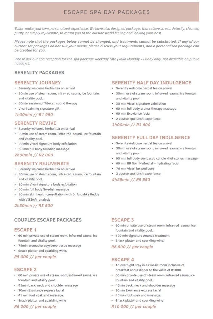 Spa Packages in Krugersdorp: Vivari Spa Packages Krugersdorp